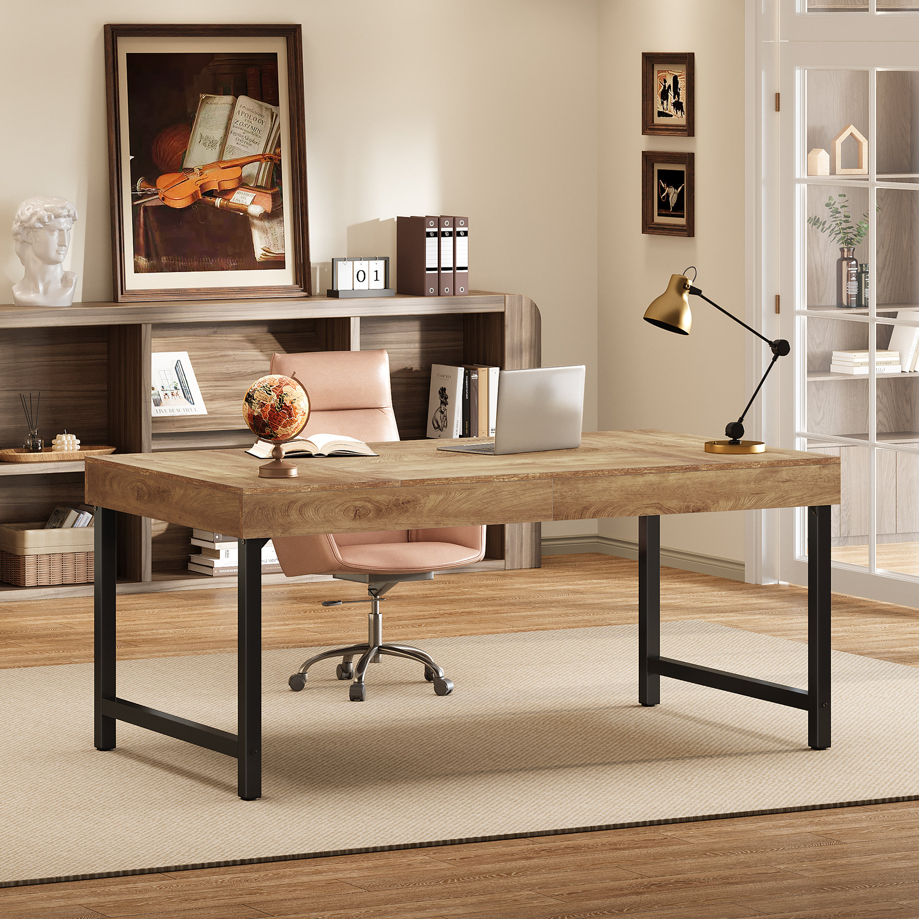 17 Stories 55" Industrial Home Office Desk, Executive Computer Desk & Reviews | Wayfair